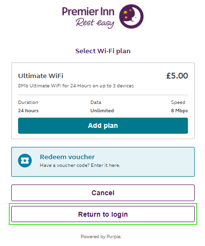 Premier Inn Wi-Fi Guest Support Guide – Purple Support